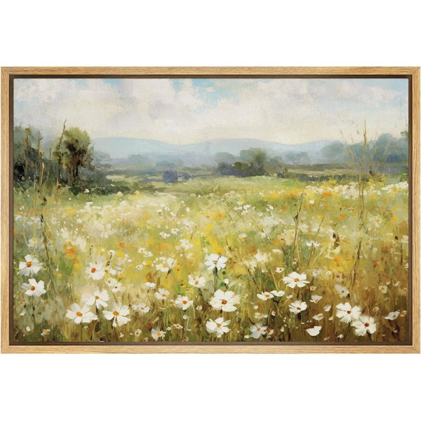 IDEA4WALL Vibrant Wildflower White Daisy Flowers Meadow Floral Botanical Landscape Rustic ...